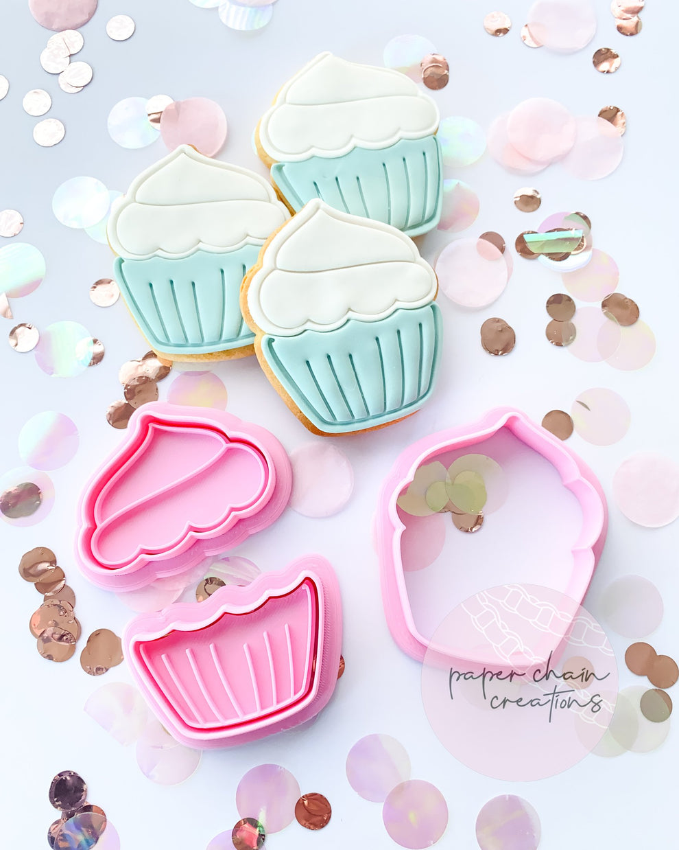 Cupcake Cookie Cutters and Fondant Embossers SET – Paper Chain Creations